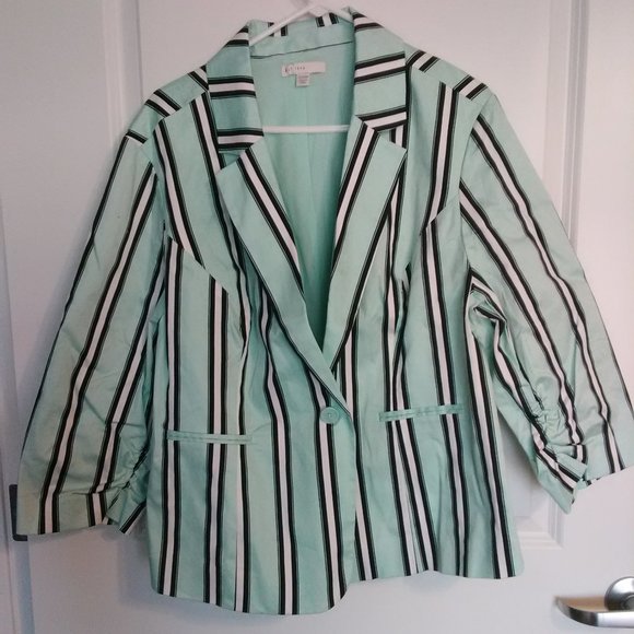 Cato | Jackets & Coats | Mint Green With Black And White Stripes Long ...